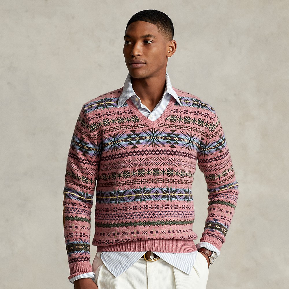 Ralph Lauren Fair Isle Wool-Blend Sweater In Pink Multi - 40% Off